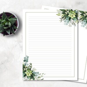 Greenery Printable Stationery, Botanical Writing Paper, Decorative ...