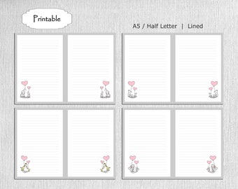 Watercolor Floral Printable Notepaper Set, 5 Designs, A5 / Half Letter ...