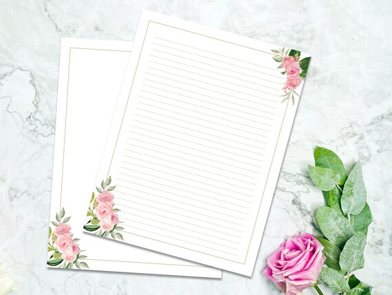 Printable Stationery Paper Roses Strawberry Pad – Karen Adams