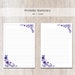Purple Flowers Printable Stationery, Floral Writing Paper, Lined ...