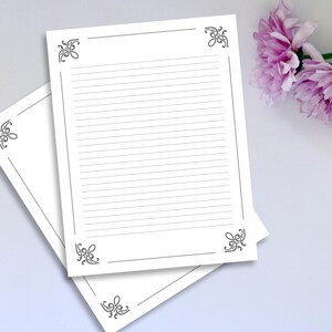 Minimalist Printable Stationery, Simple Writing Paper, Lined & Unlined ...