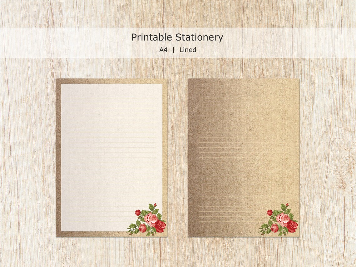 Vintage Rose Printable Stationery Floral Writing Paper - Etsy