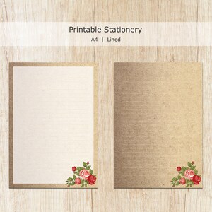 Vintage Rose Printable Stationery Floral Writing Paper - Etsy