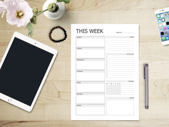 Minimalist Printable Weekly Planner To-do List Undated | Etsy