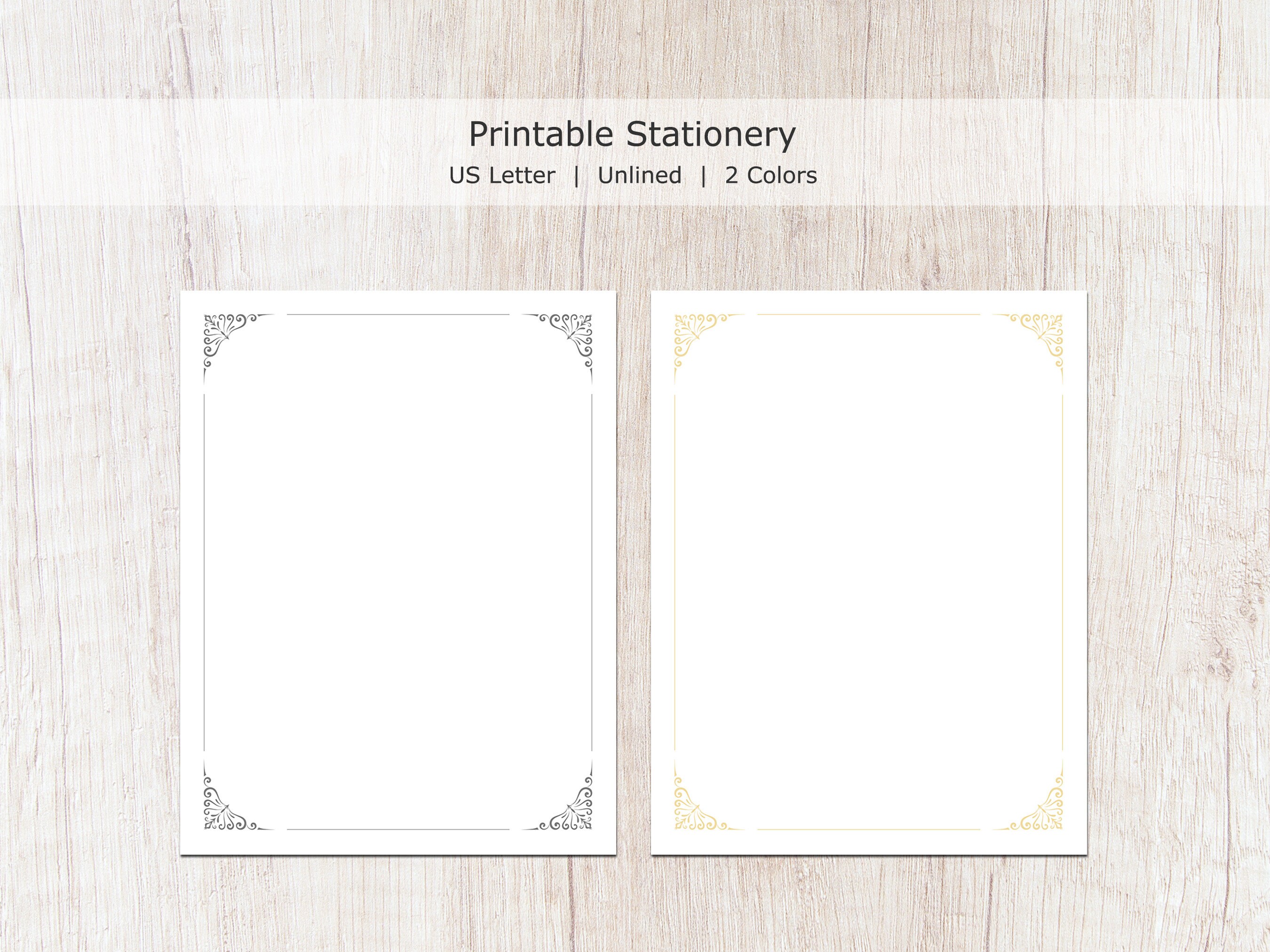 Minimalist Printable Stationery, Simple Writing Paper, Lined & Unlined ...