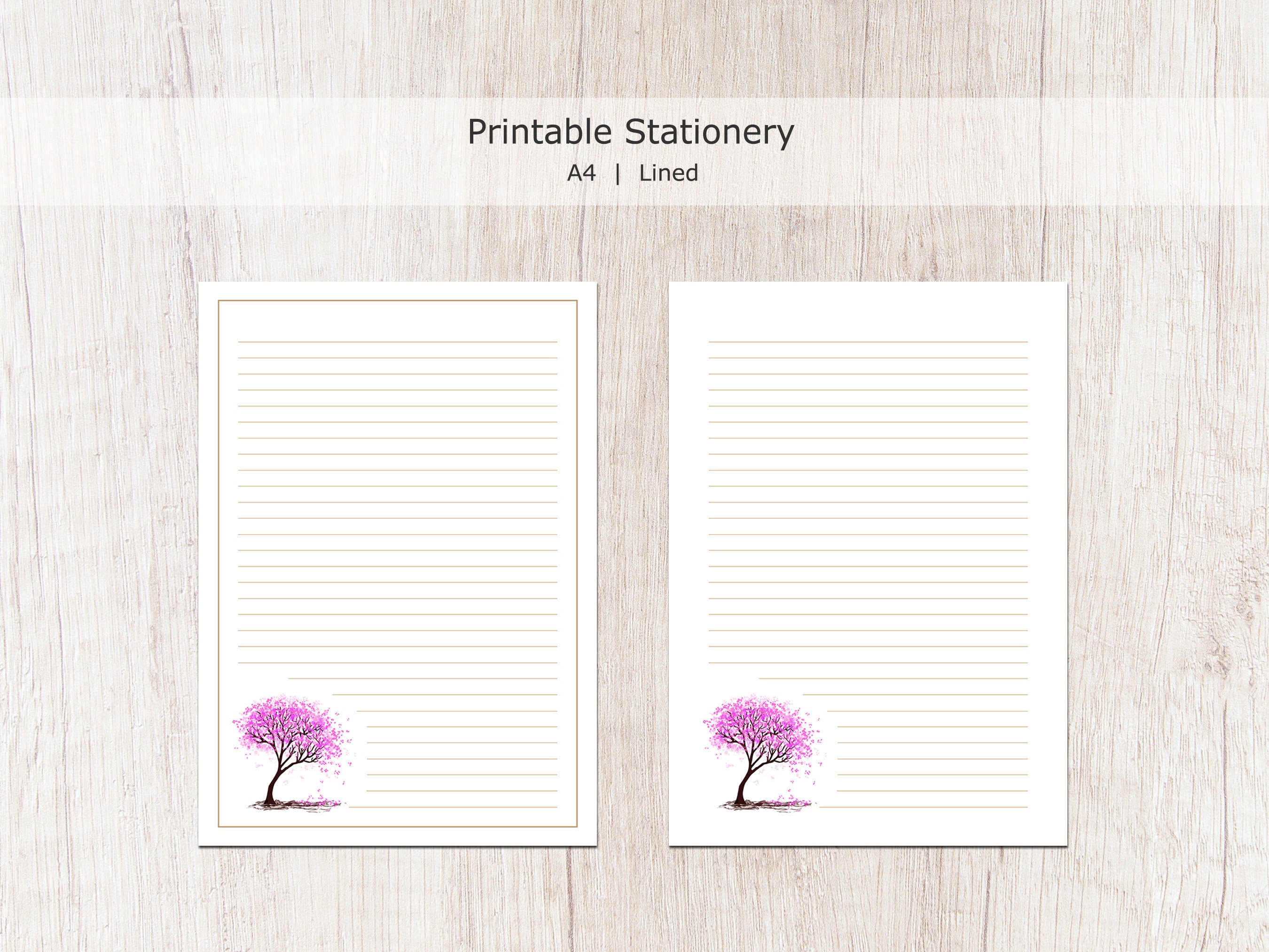 Cherry Blossom Tree Printable Stationery, Spring Writing Paper, Journal ...