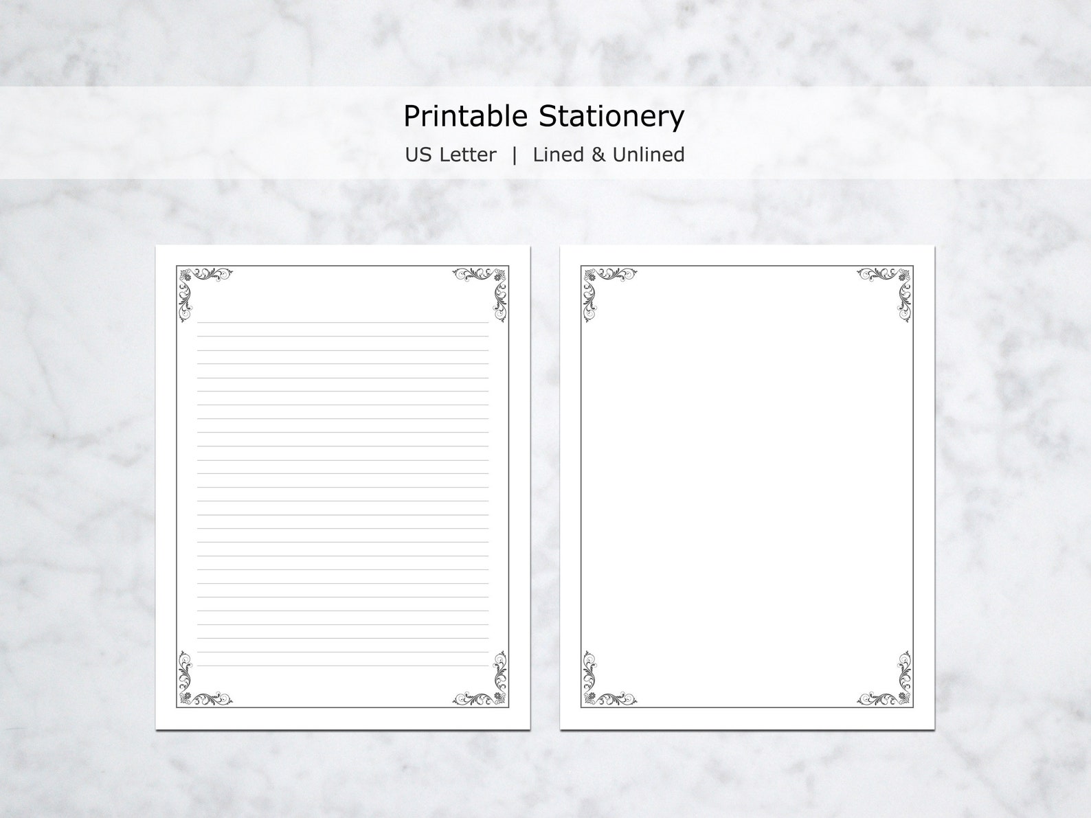 Minimalist Printable Stationery, Simple Writing Paper, Journal Paper ...