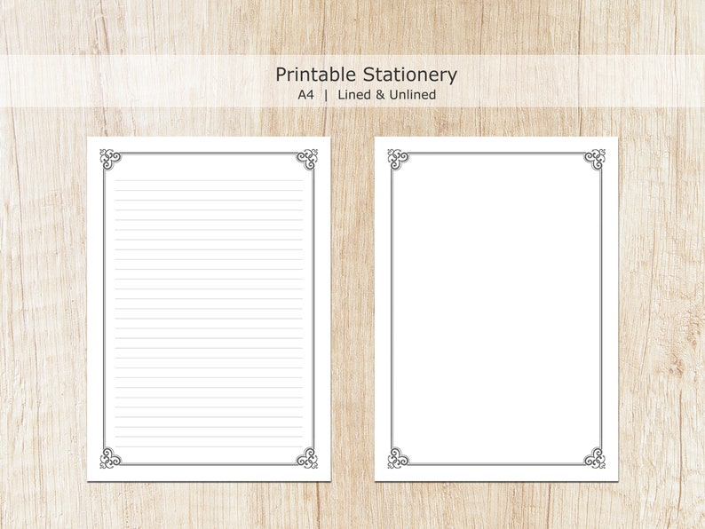 Minimalist Printable Stationery, Simple Writing Paper, Lined & Unlined ...