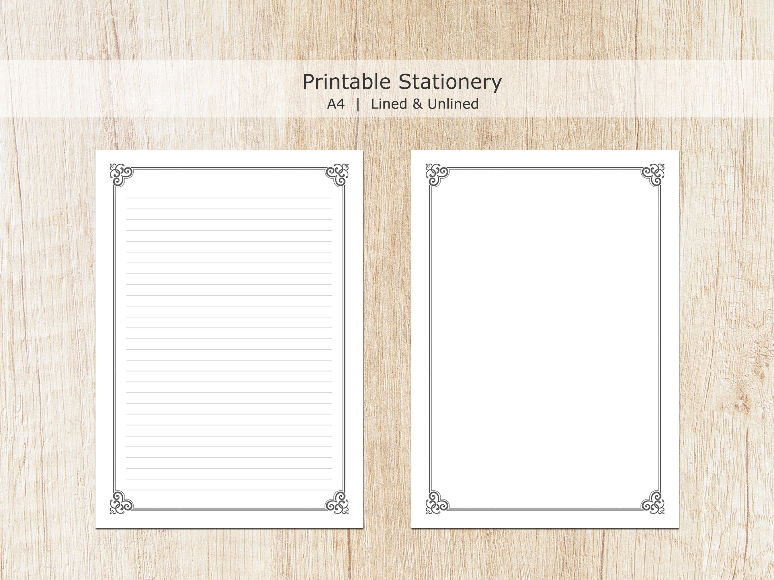 Minimalist Printable Stationery, Simple Writing Paper, Lined & Unlined ...