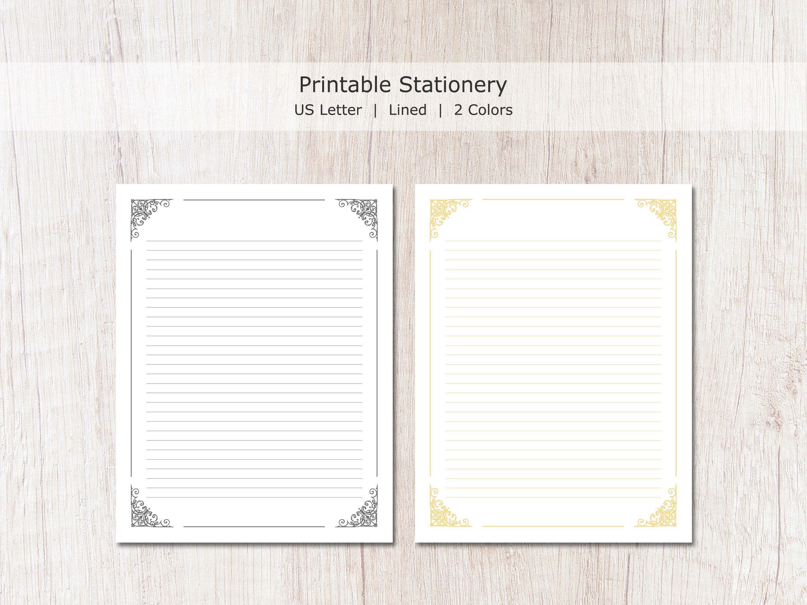 Minimalist Printable Stationery, Simple Writing Paper, Lined & Unlined ...