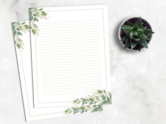 Botanical Printable Stationery Greenery Writing Paper | Etsy