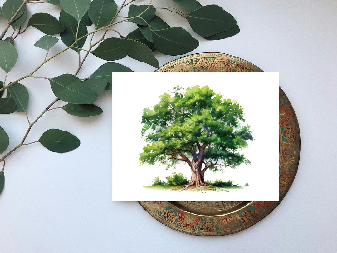 Oak Tree Printable Note Card, All Occation Greeting Card, A2, Tent/flat ...