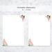 Pink Rose Printable Stationery, Pink Floral Writing Paper, Lined ...
