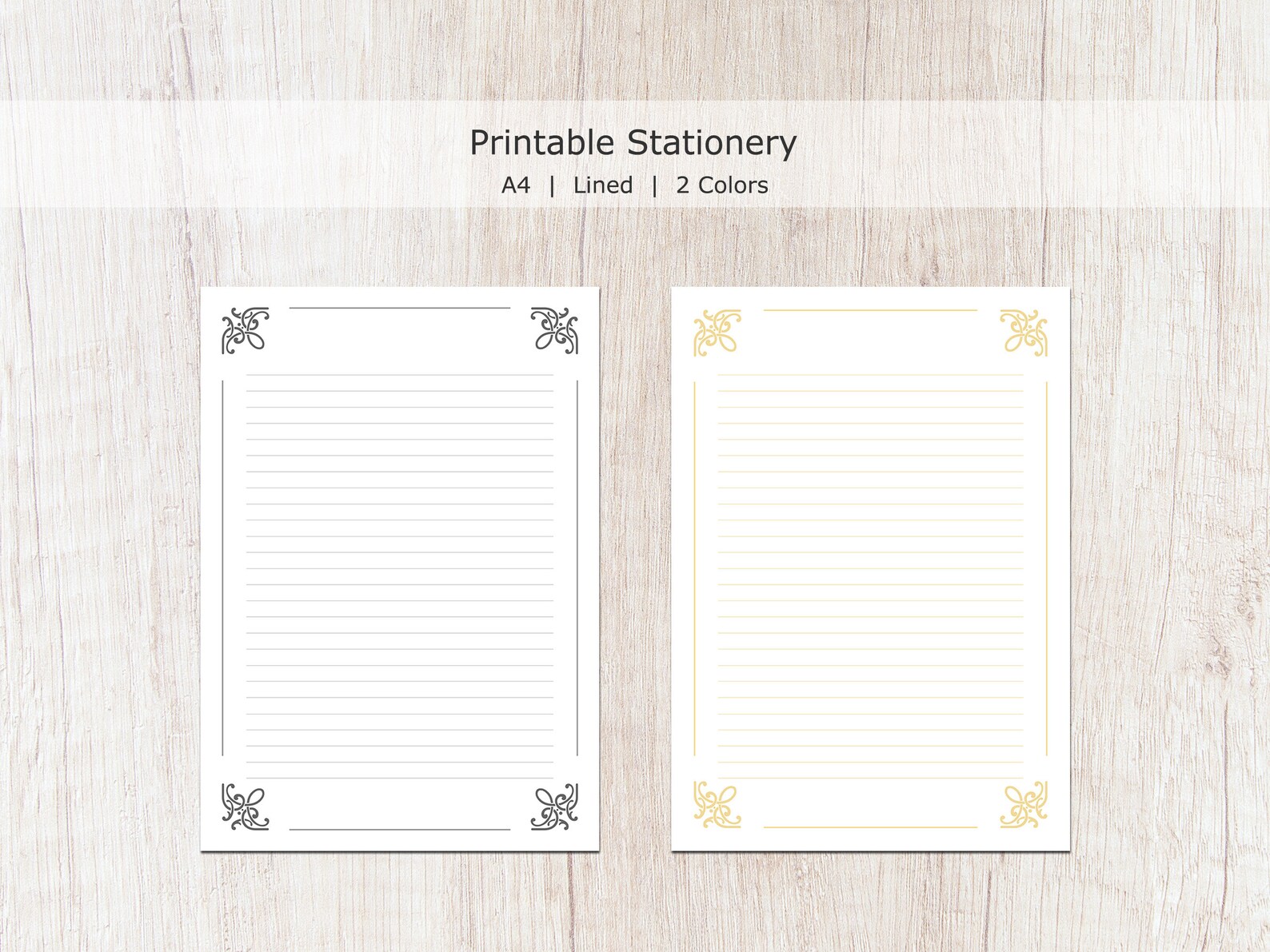 Minimalist Printable Stationery, Simple Writing Paper, Lined & Unlined ...