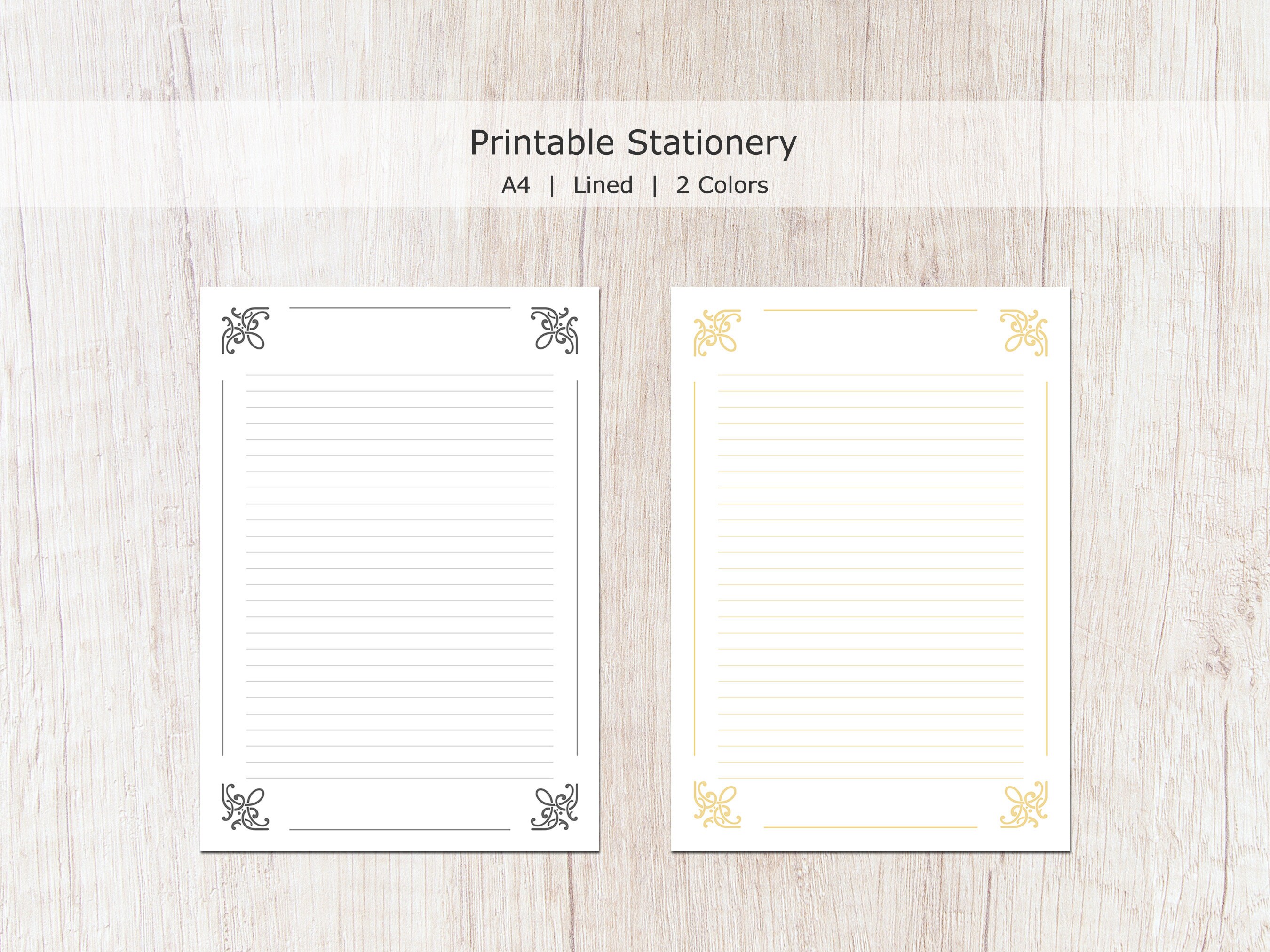 Minimalist Printable Stationery, Simple Writing Paper, Lined & Unlined ...