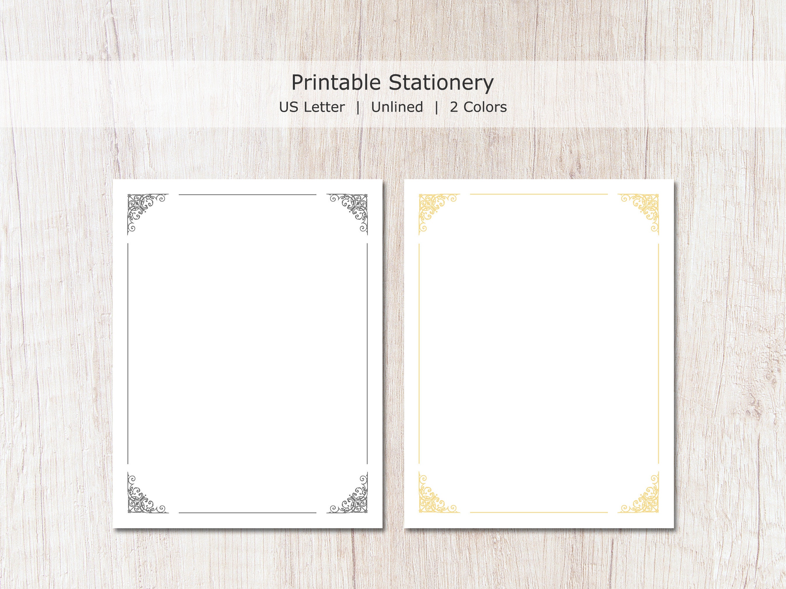 Minimalist Printable Stationery, Simple Writing Paper, Lined & Unlined ...