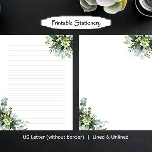 Greenery Printable Stationery Botanical Writing Paper | Etsy