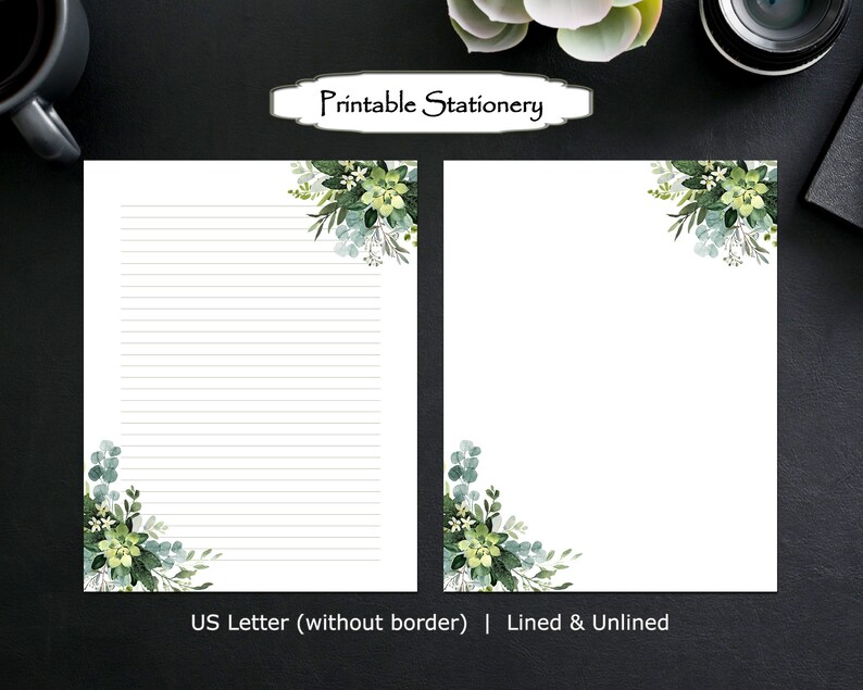 Greenery Printable Stationery Botanical Writing Paper | Etsy