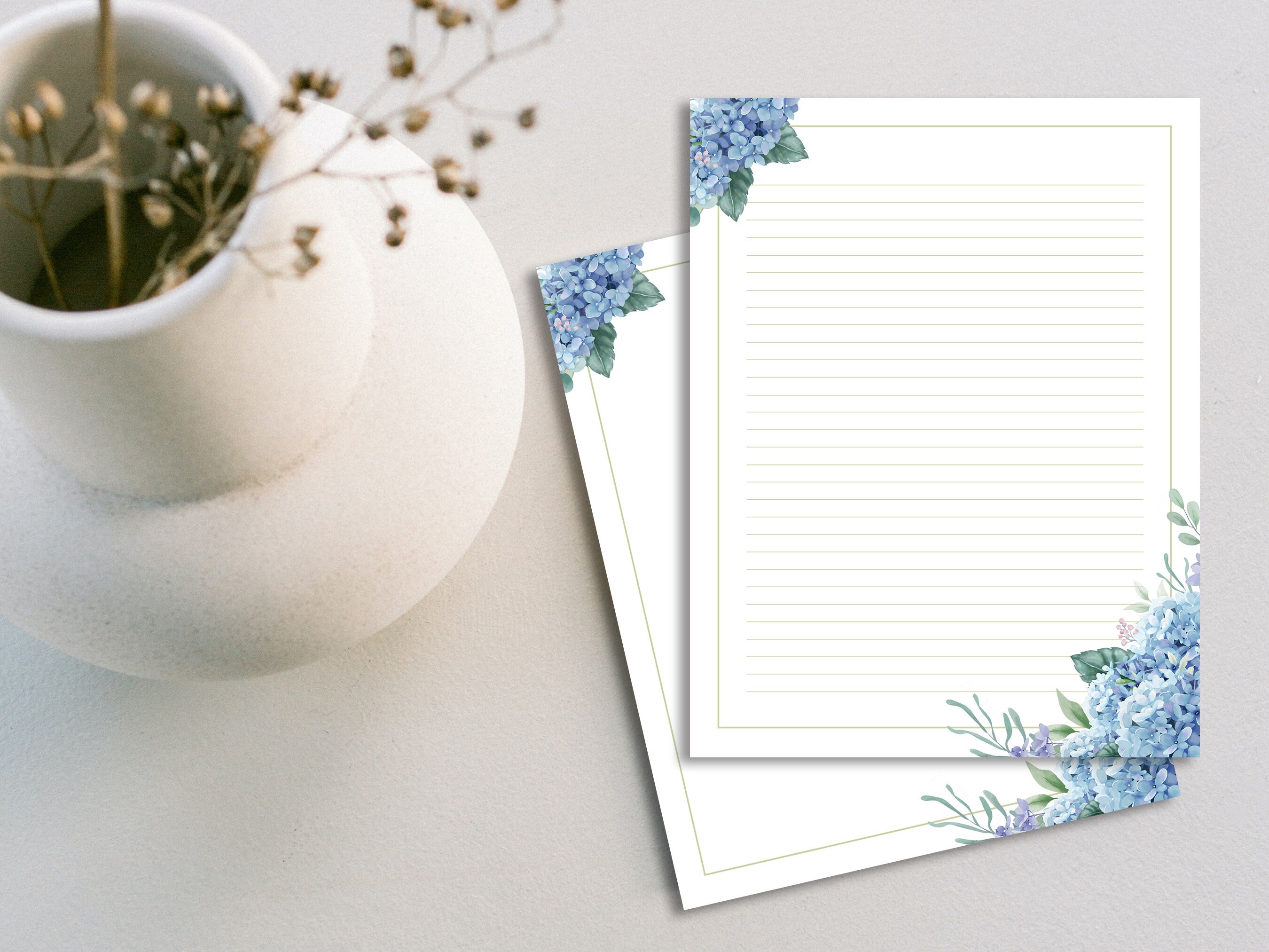 Rifle Paper Co Blue Floral Printable Stationery, Hydrangea Writing ...