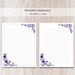 Purple Flowers Printable Stationery, Floral Writing Paper, Lined ...
