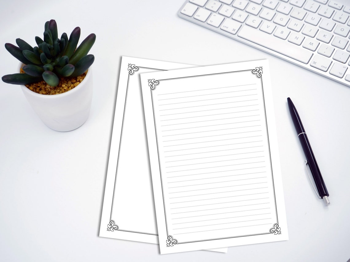 Minimalist Printable Stationery, Simple Writing Paper, Lined & Unlined ...