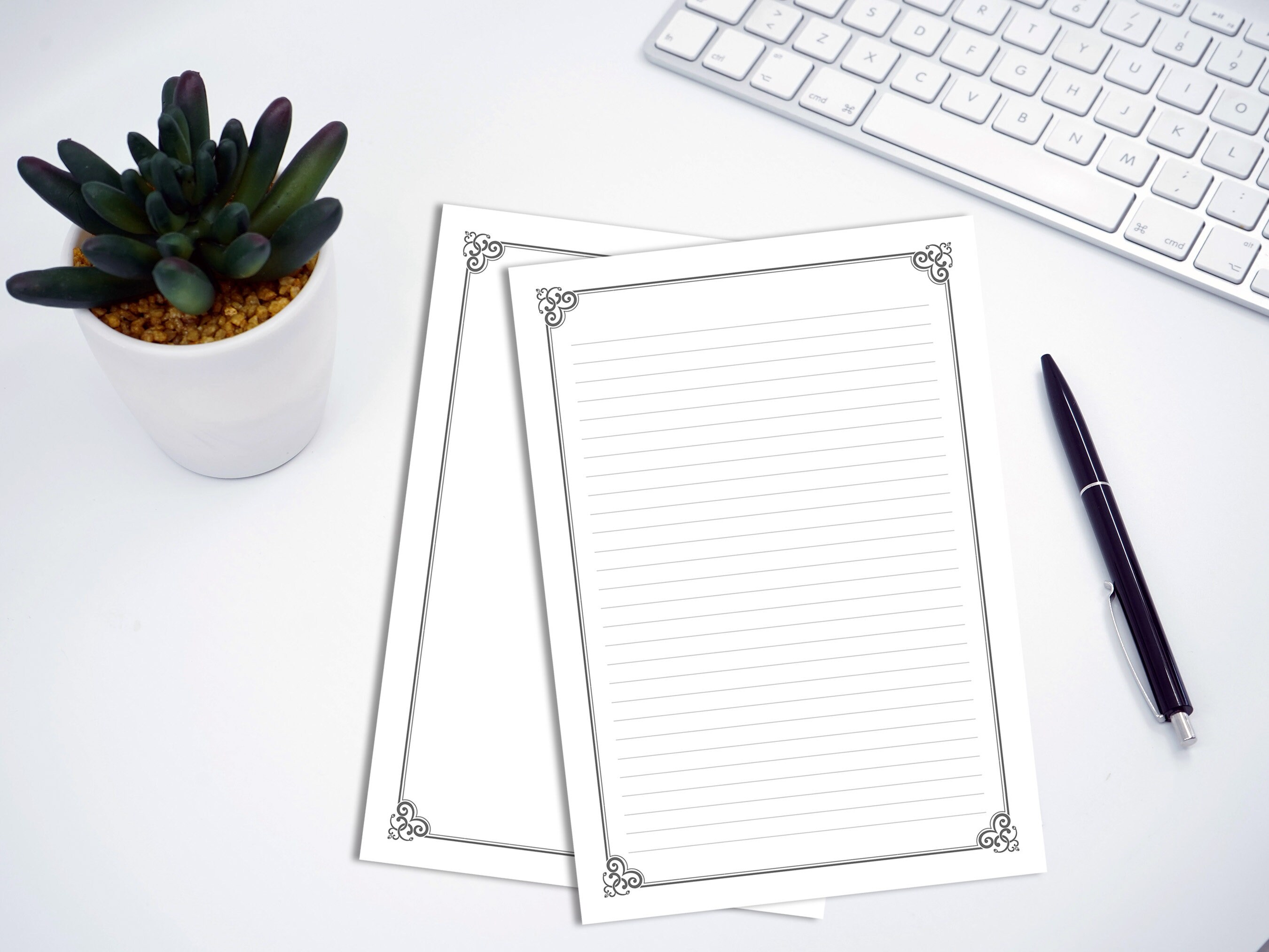 Minimalist Printable Stationery, Simple Writing Paper, Lined & Unlined ...