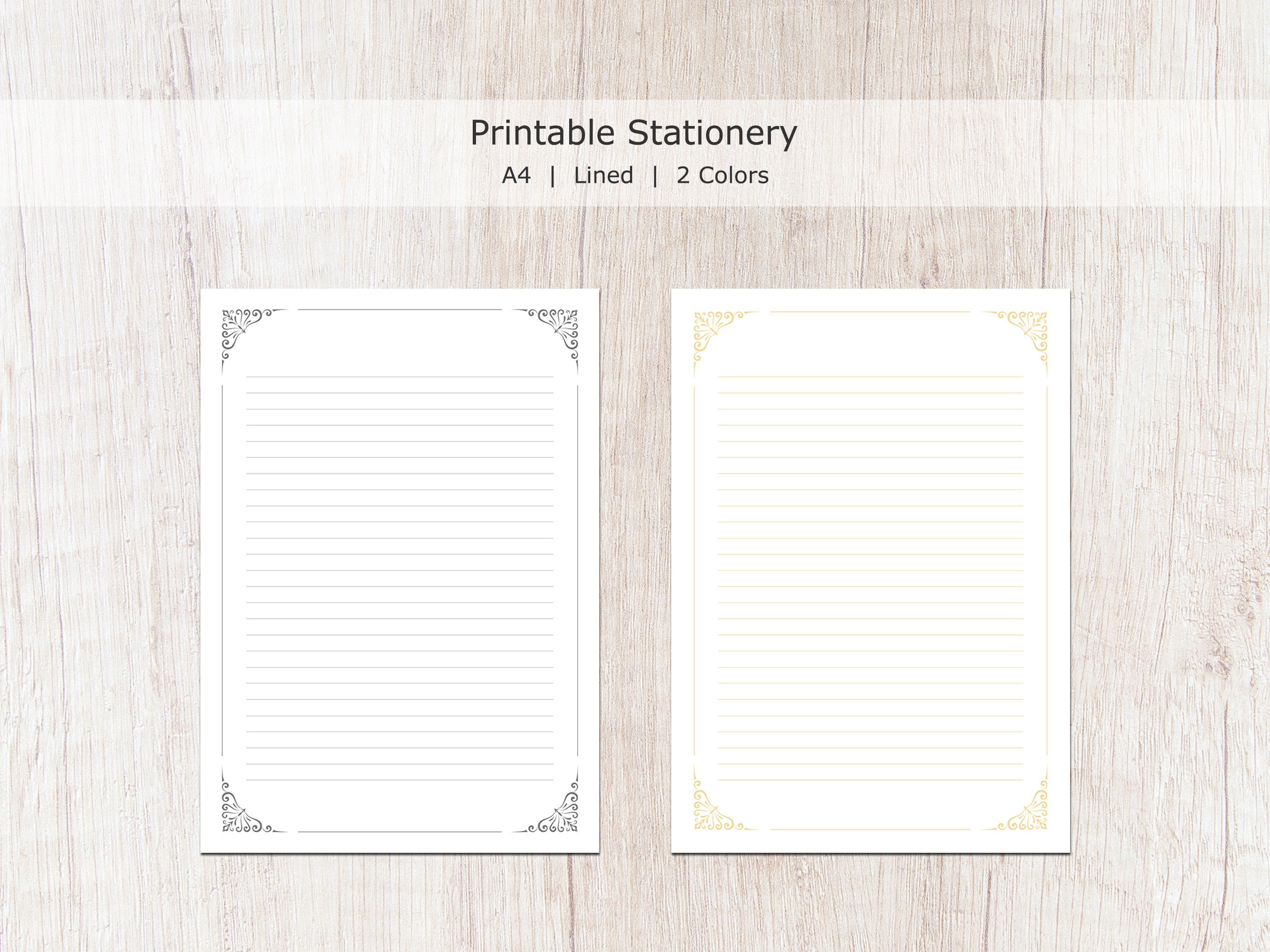 Minimalist Printable Stationery, Simple Writing Paper, Lined & Unlined ...