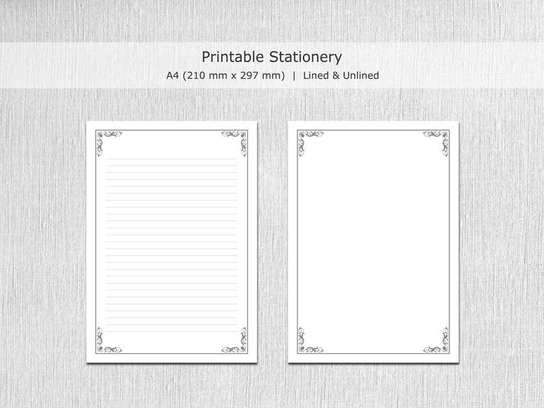 Minimalist Printable Stationery, Simple Writing Paper, Journal Paper ...