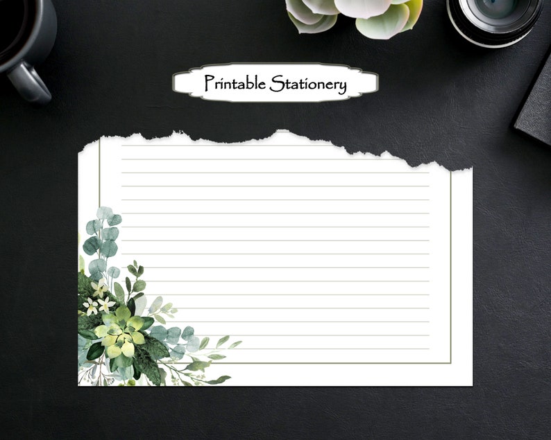 Greenery Printable Stationery Botanical Writing Paper | Etsy