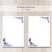 Purple Flowers Printable Stationery, Floral Writing Paper, Lined ...