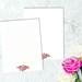 Pink Rose Printable Stationery, Red Floral Writing Paper, Lined/unlined ...