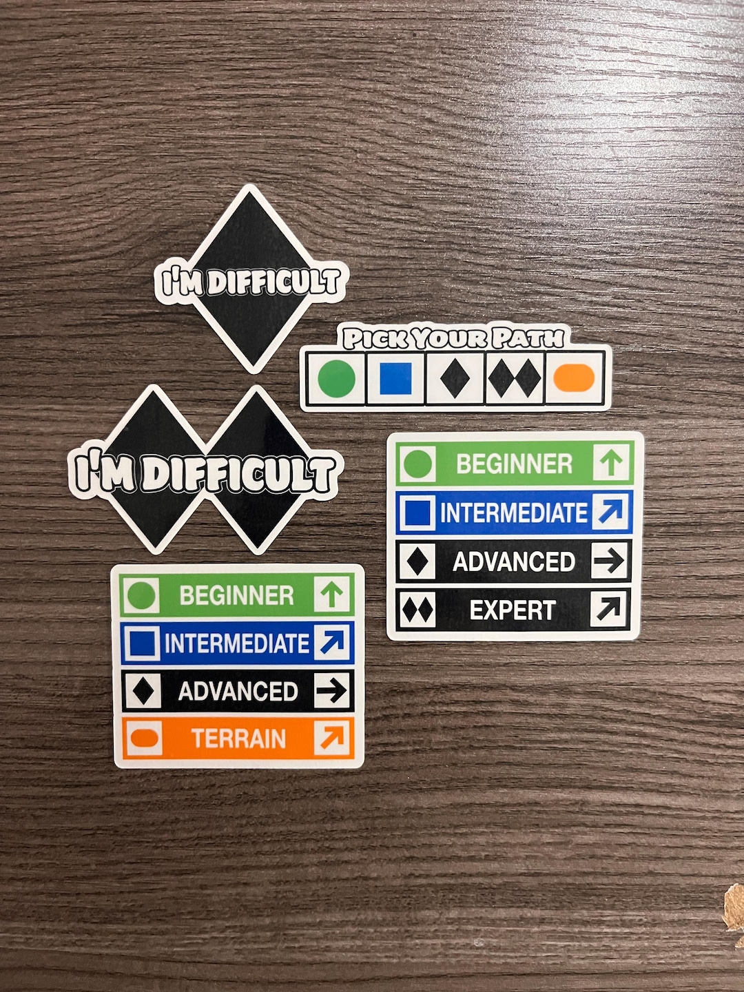 Small Ski Snowboard Helmet Stickers, 2"-3" Ski Difficulty Decals, I'm ...