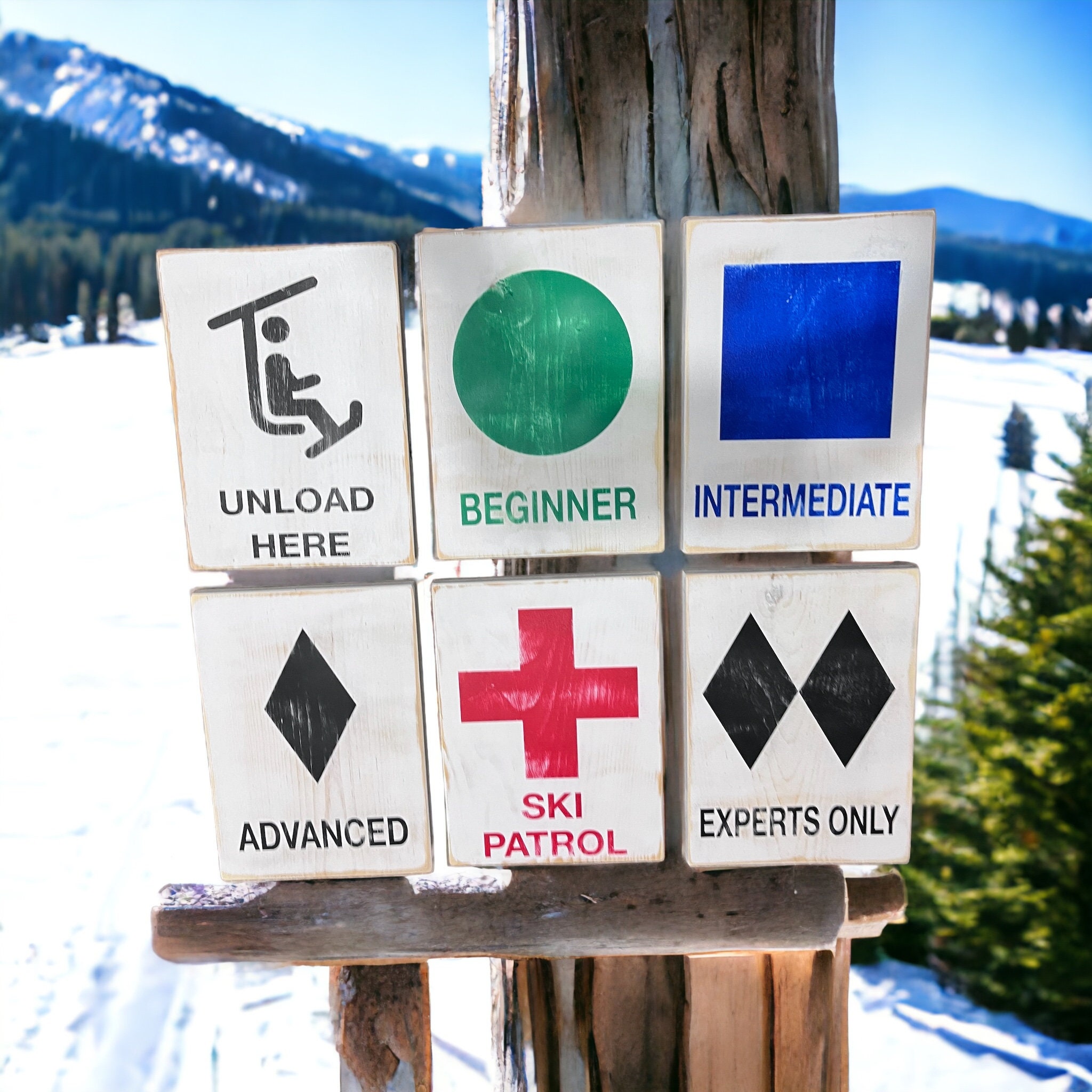 Ski Trail Difficulty Signs, Mountain Trail Markers, Ski Lovers Gifts, Custom Wood Trail Signs ...