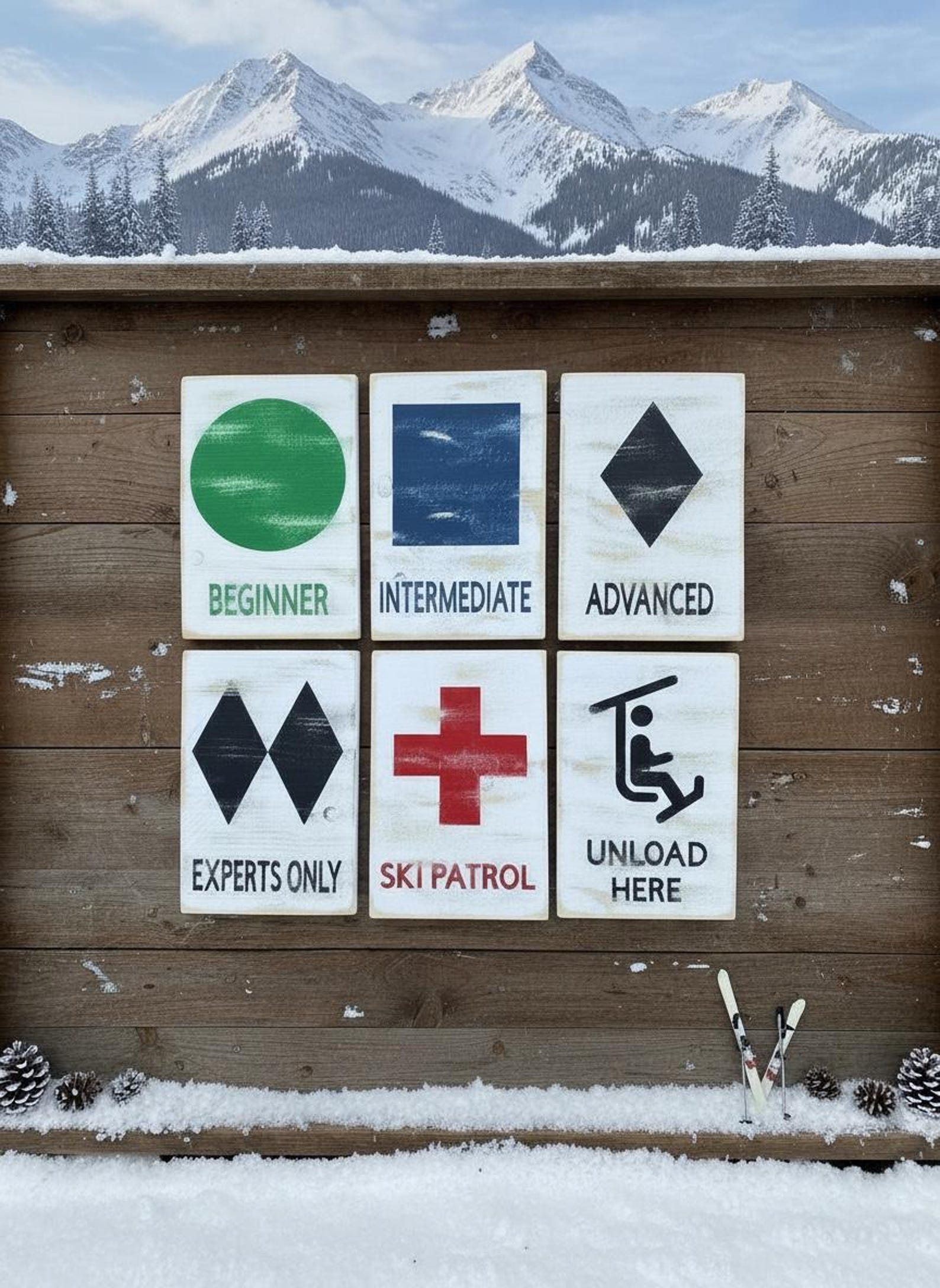 Ski Trail Difficulty Signs, Mountain Markers, Ski Lovers Gifts, Custom ...