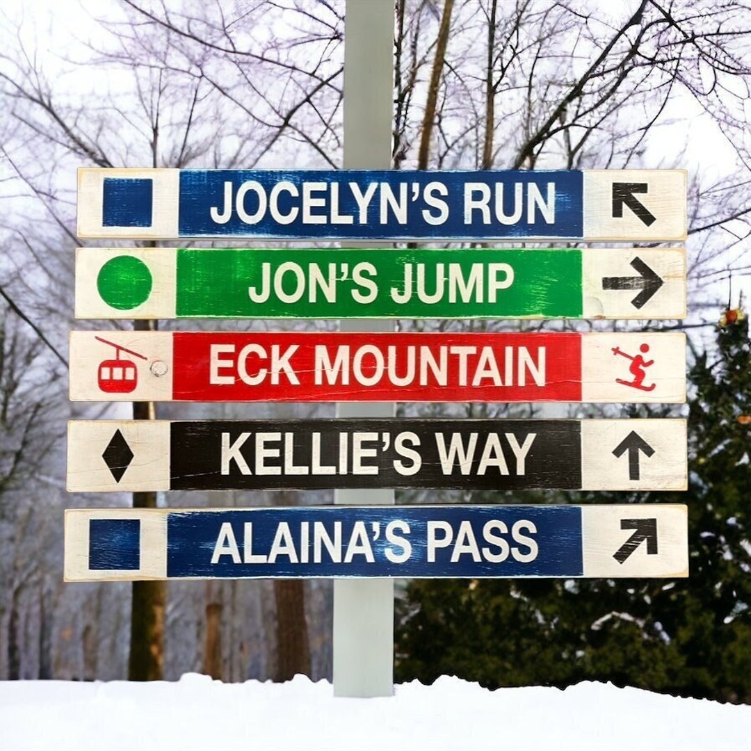 Custom Ski/snowboard Wood Trail Signs, Weathered Hiking Trail Signs ...