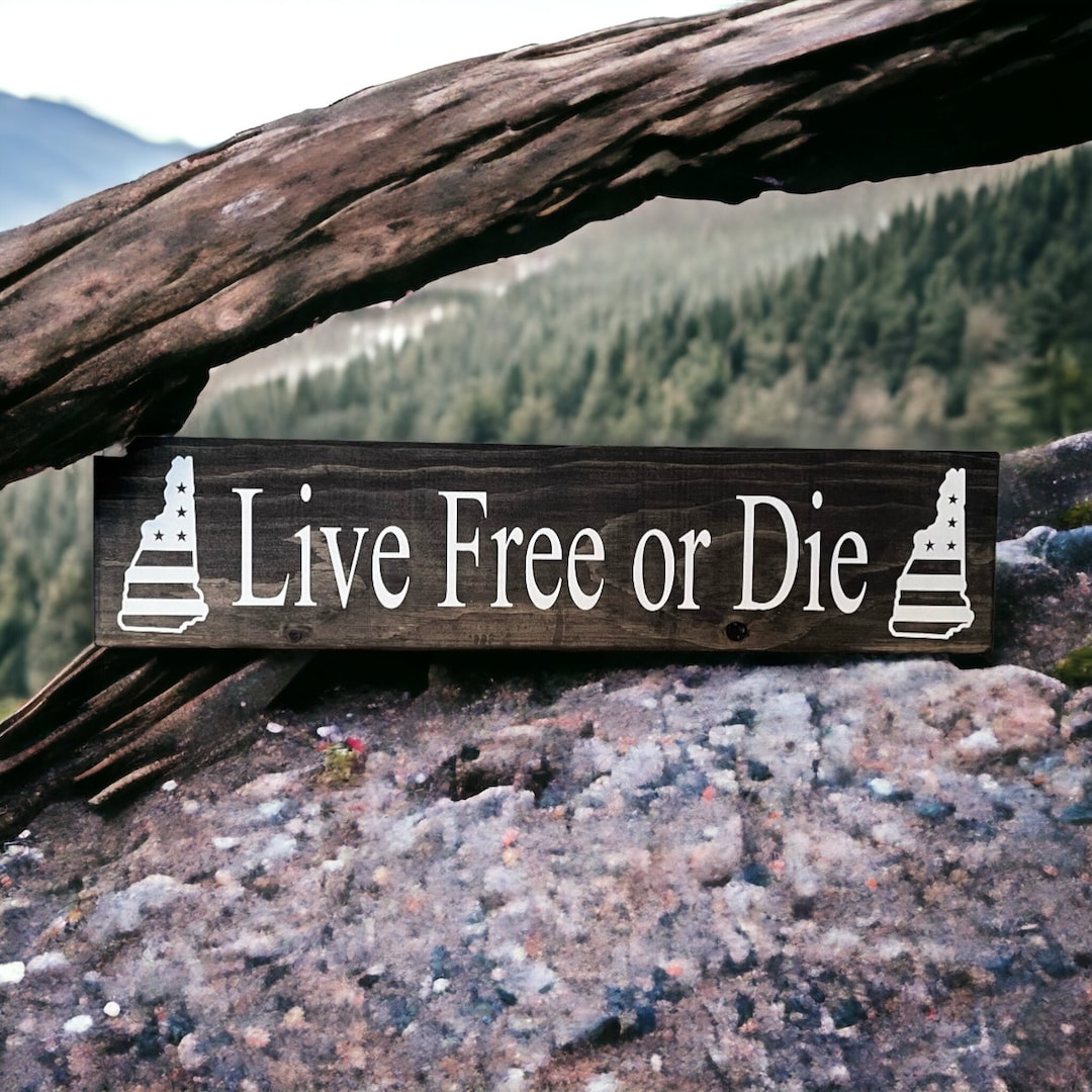 Live Free or Die New Hampshire Rustic Wood Sign, State Logo Wall Art ...