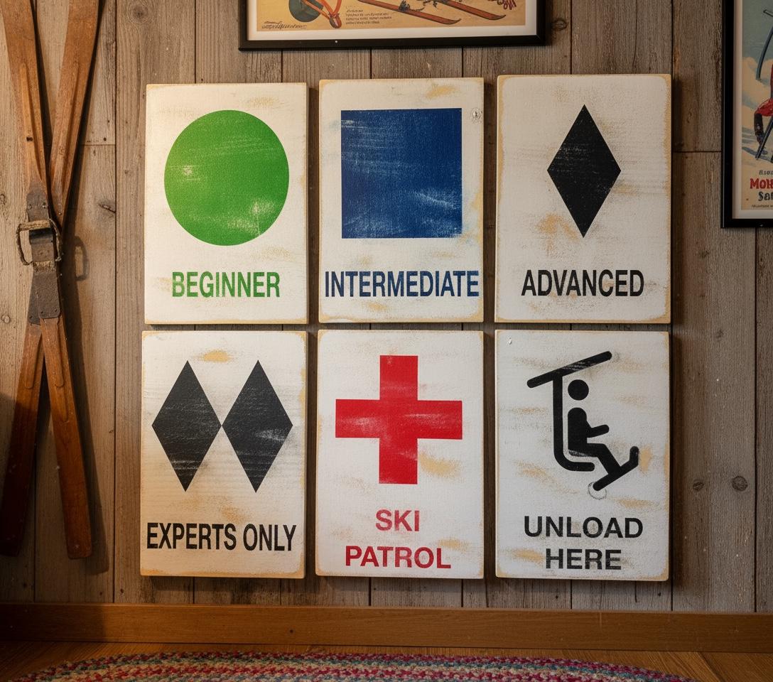 Ski Trail Difficulty Signs, Mountain Markers, Ski Lovers Gifts, Custom ...