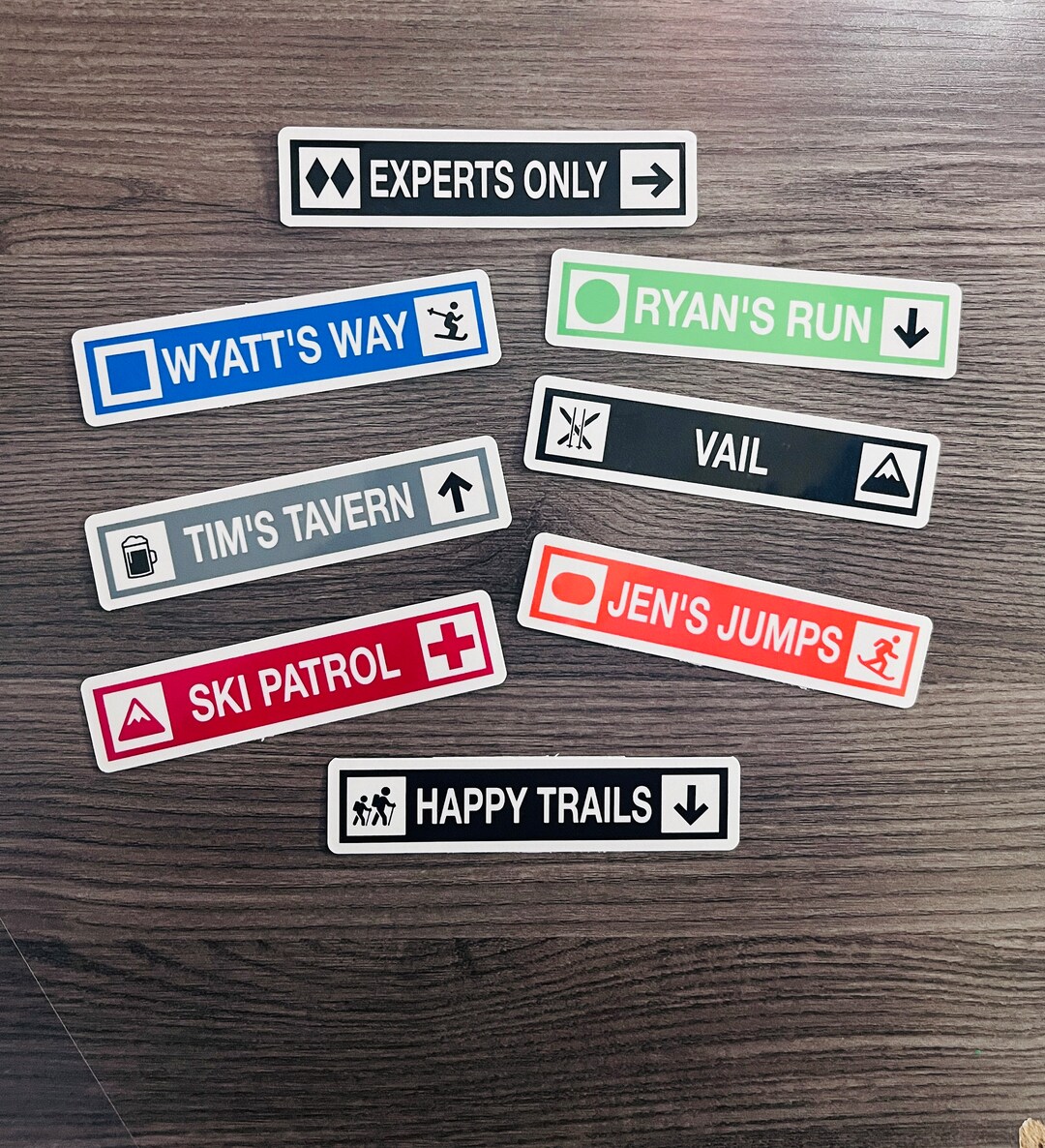 Ski Trail Sticker, Custom Ski Mountain Decals, Helmet Water Bottle ...