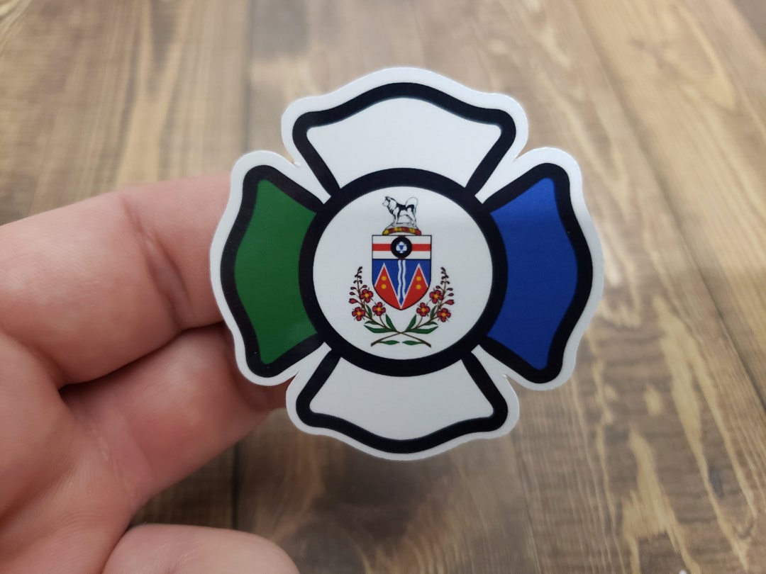Yukon Flag Maltese Cross Firefighter Sticker - Etsy