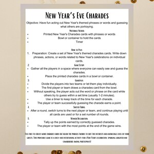 New Years Eve Charades Game, Printable New Years Eve Games, NYE Games ...