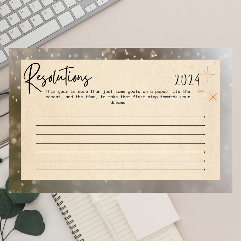 New Years Eve Resolution Cards, 2024 Resolution Cards, Printable New ...