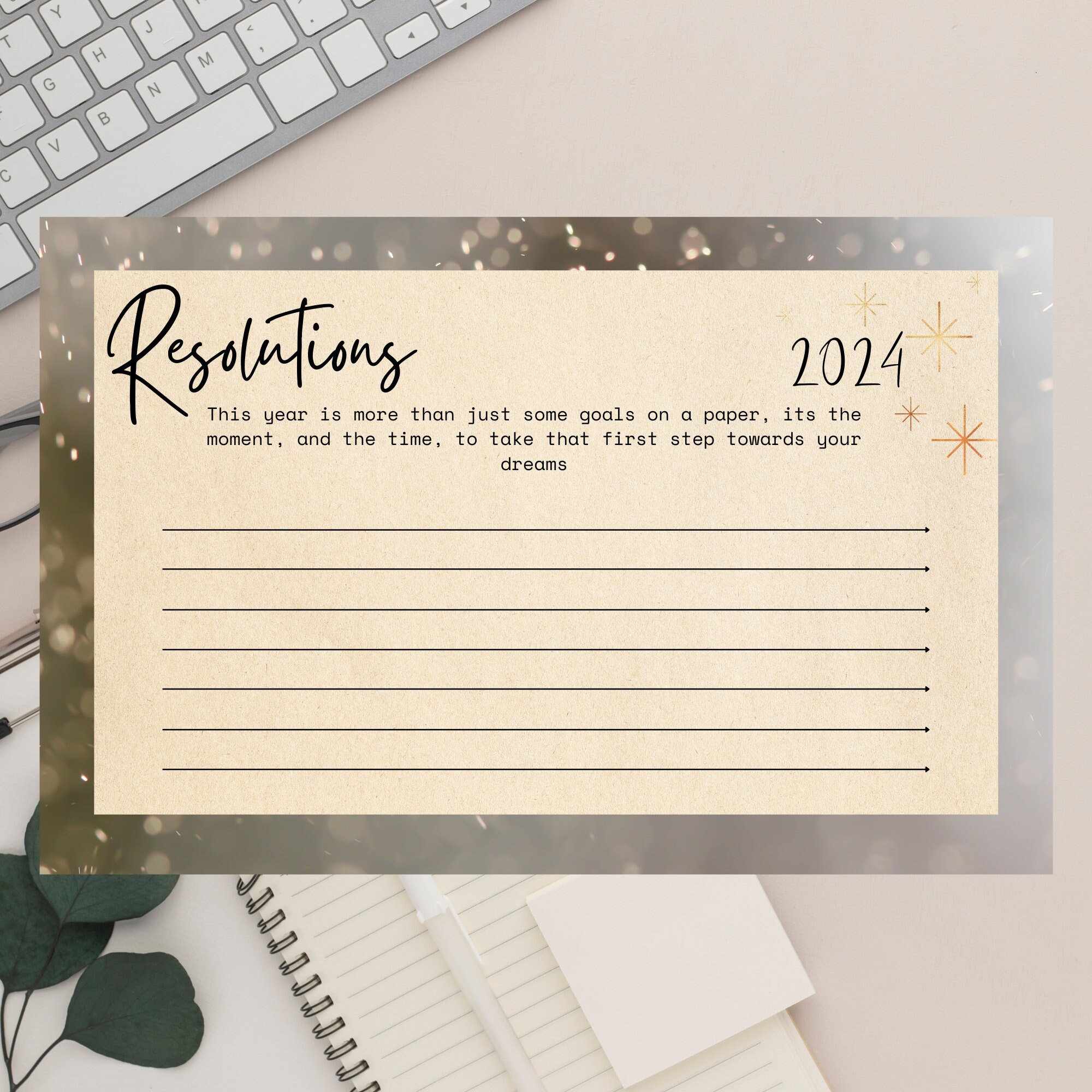 New Years Eve Resolution Cards, 2024 Resolution Cards, Printable New ...