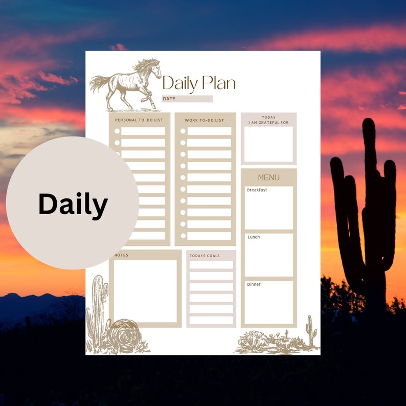 Printable Planner Bundle, Western Planner, Cowgirl Planner, Daily ...