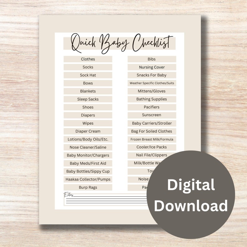 Quick Baby Checklist, Checklists for on the Go Parents, on the Go Baby ...