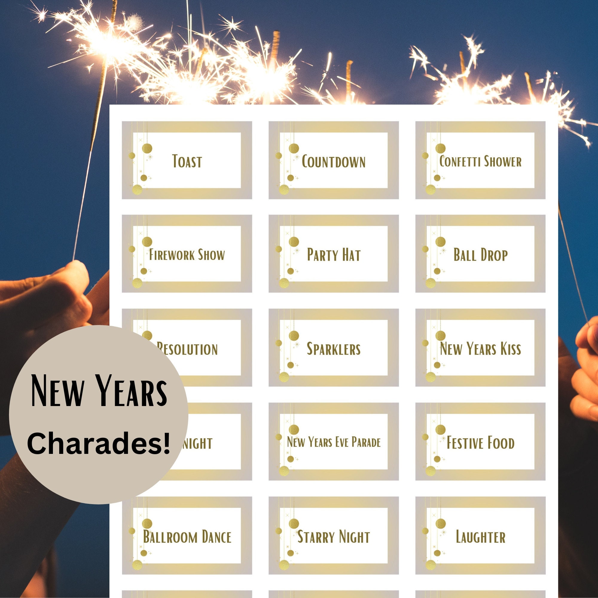 New Years Eve Charades Game, Printable New Years Eve Games, NYE Games ...