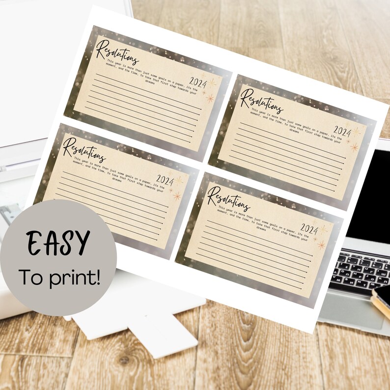 New Years Eve Resolution Cards, 2024 Resolution Cards, Printable New ...