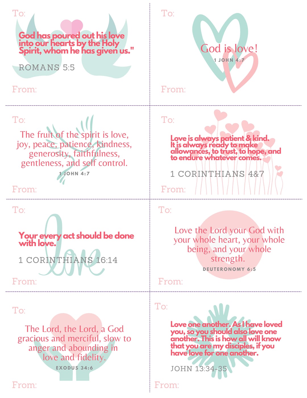 Printable Valentines Cards : Bible Verses, Classroom Exchange, Girls ...