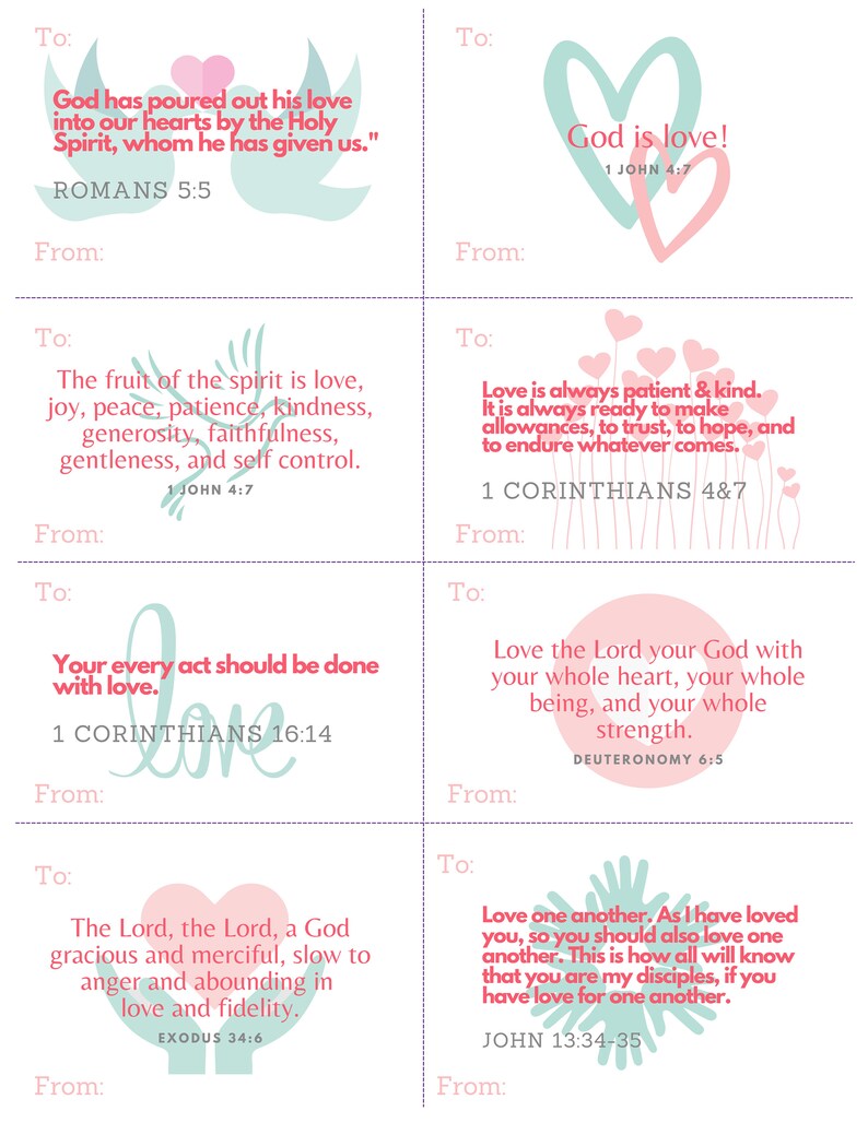 Printable Valentines Cards : Bible Verses, Classroom Exchange, Girls ...
