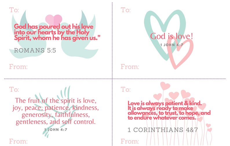Printable Valentines Cards : Bible Verses, Classroom Exchange, Girls ...
