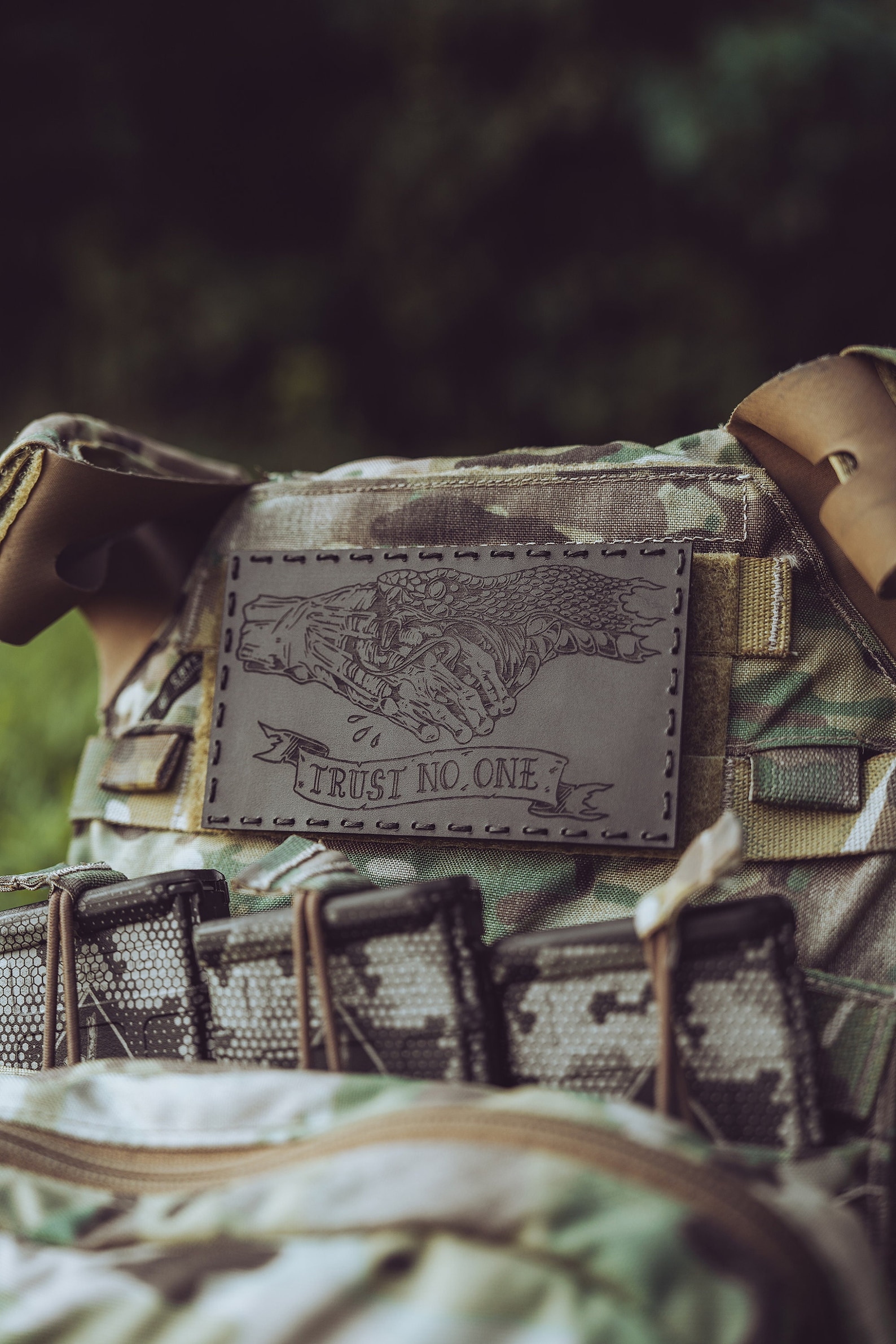 Leather Patch | Trust No One | Morale Patch | Military | Airsoft | Hook ...